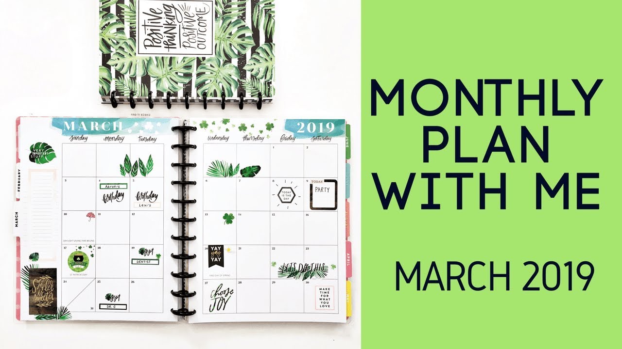 Plan With Me - March Monthly Spread - BIG Happy Planner - YouTube