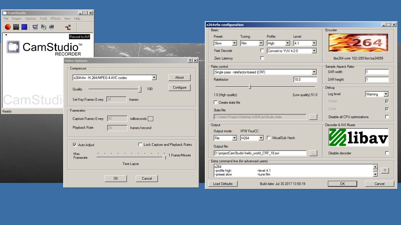 Camstudio and x264 Settings - [For capturing screen activity] - YouTube