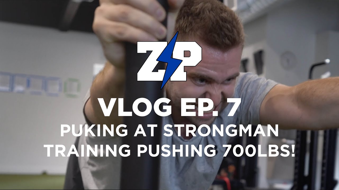 PUKING AT STRONGMAN TRAINING PUSHING 700LBS!!! - YouTube