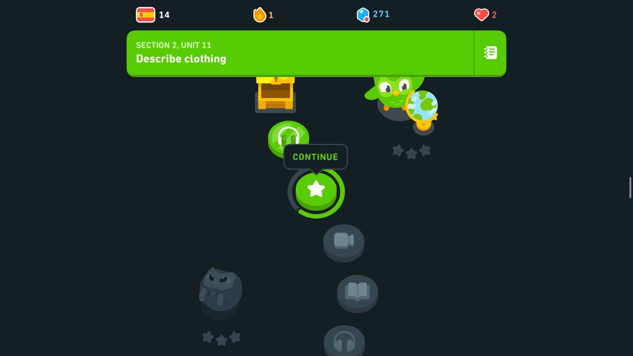 Duolingo - Spanish - Section 2, Unit 11 - My full game with mistakes ...