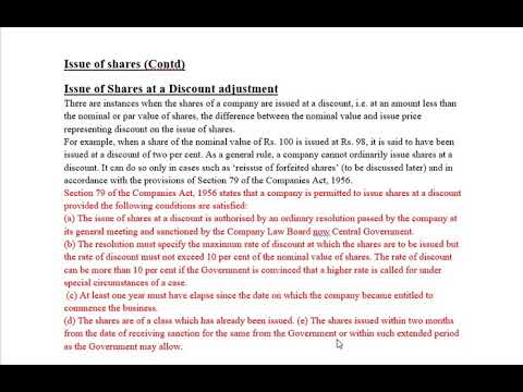 Issue of shares at discount adjustment - YouTube