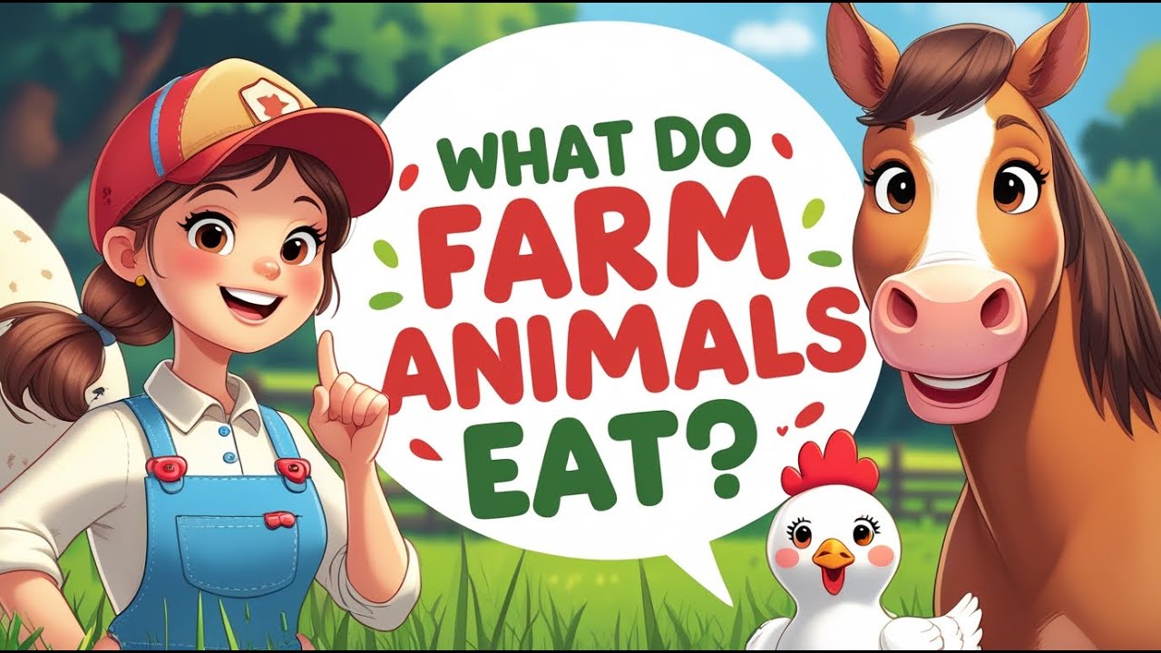 7 Farm Animals & What They Eat 🐄 Kids Farm Animal Learning | Learn With ...