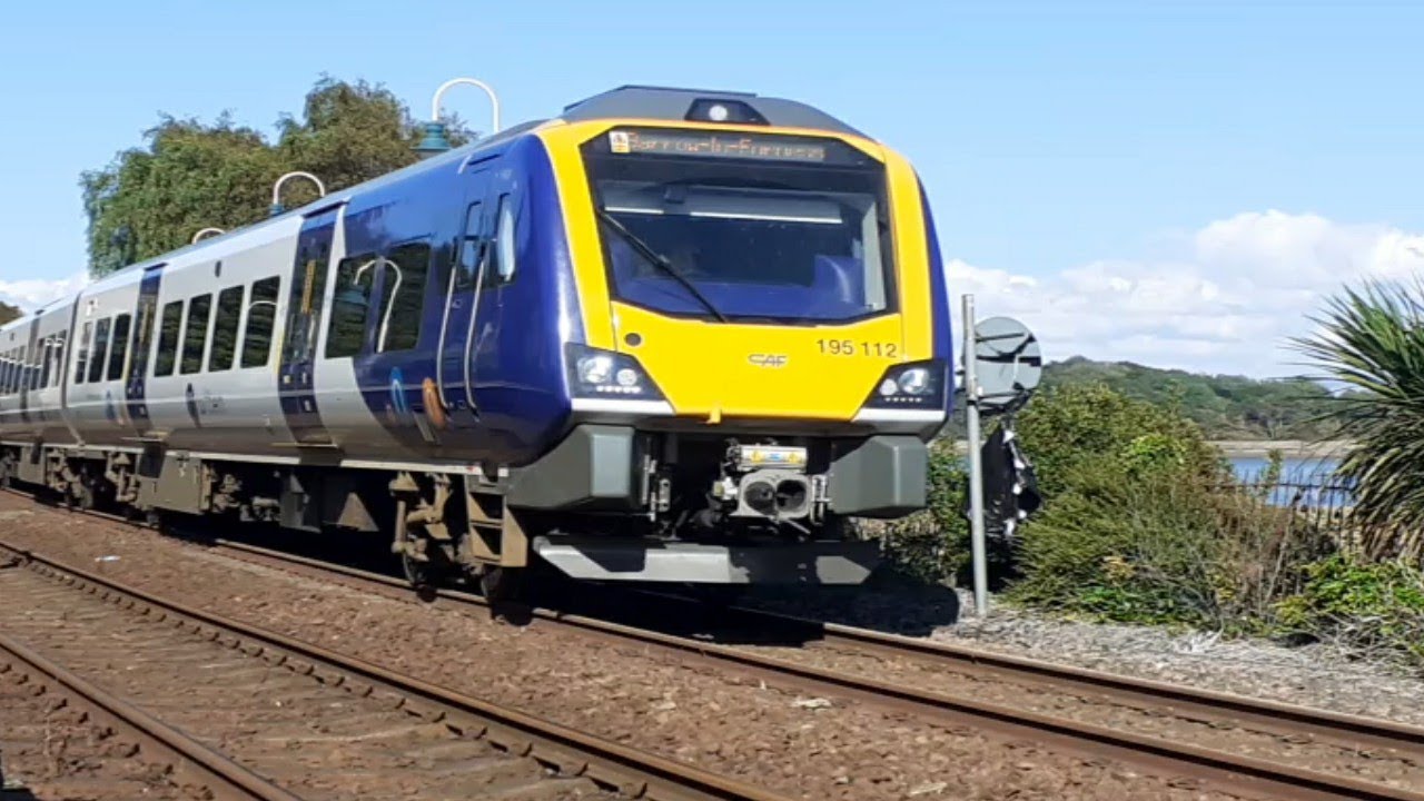 Northern Trains class 195 departing Grange-Over-Sand for Barrow-In ...