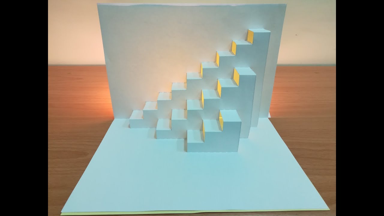 3d stairs card | Pop up stairs card | Origami Architecture｜paper art ...