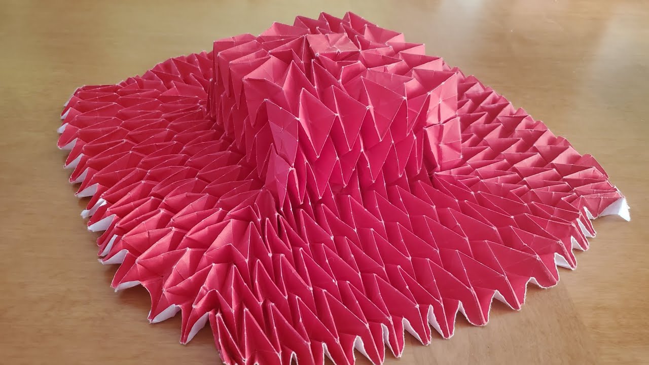 sombrero intermitente de origami diseñado por (jeremy shafer) doblado ...