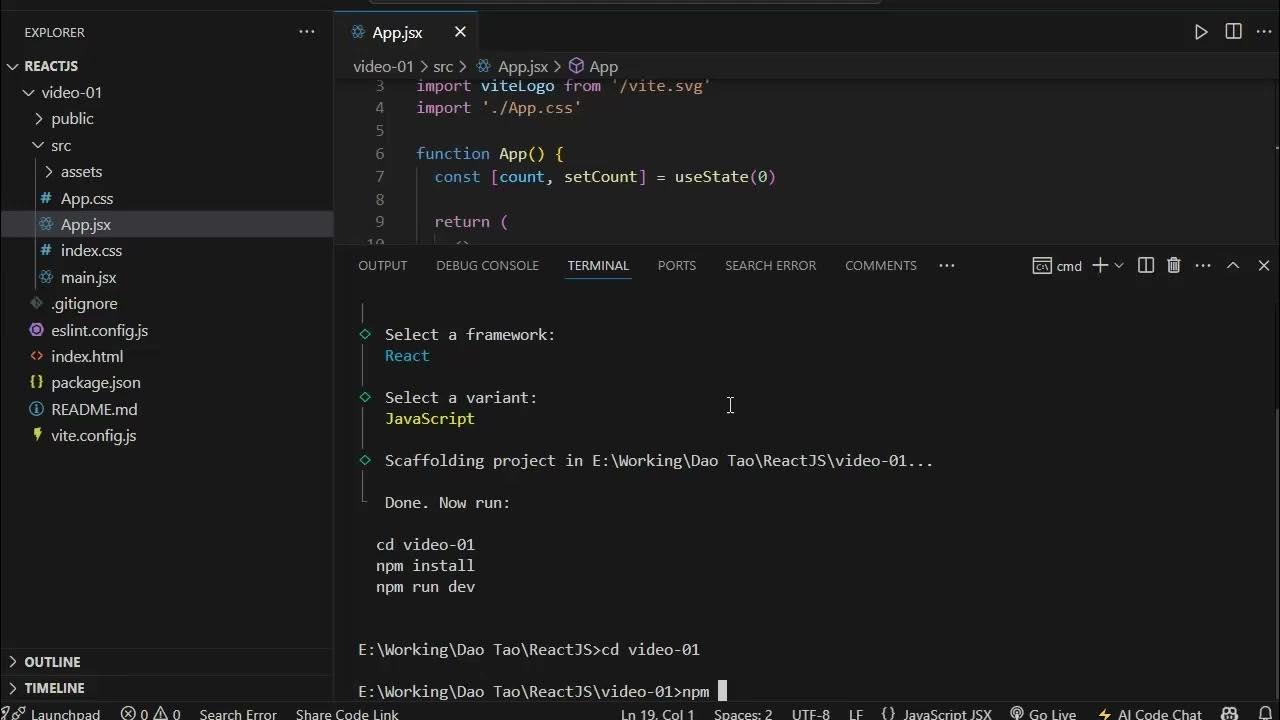 Tạo ứng dụng Hello World với Vite trong ReactJS - YouTube