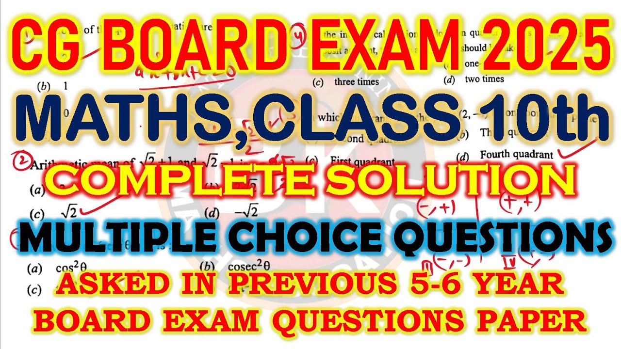 MATHS, CLASS 10, MULTIPLE CHOICE QUESTIONS OF PREVIOUS 5-6 YEARS BOARD ...