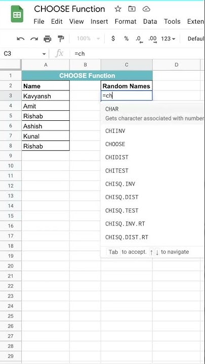 1 Minute Google Sheets | Generate Random Names in Google Sheets | CHOOSE Function in Google ...