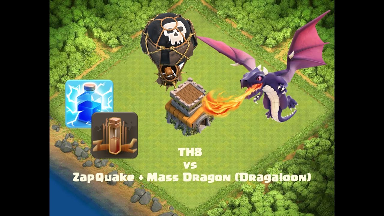 Clash Of Clans: 3 Starring TH8 with Zapquake and Mass Dragons ...