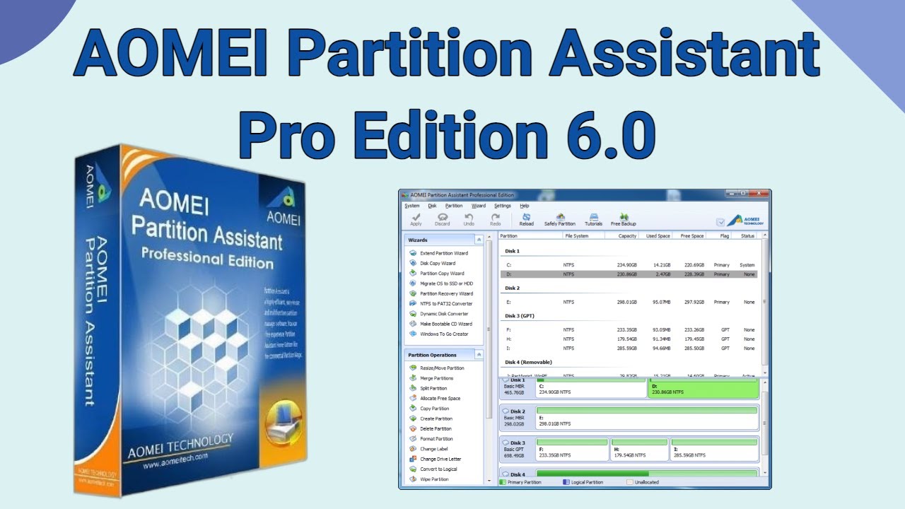 AOMEI Partition Assistant Pro Edition 6.0 Tutorial in Hindi - YouTube