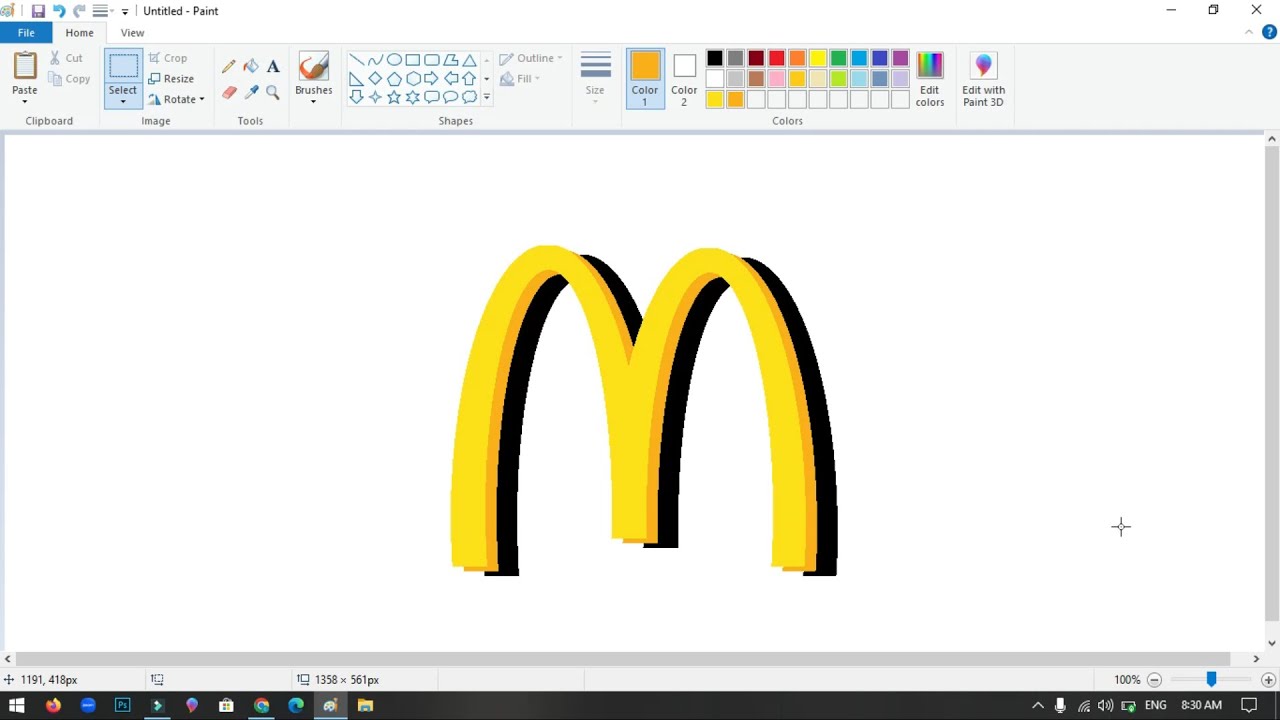 How to Draw McDonald’s logo using MS Paint | How to draw on your ...