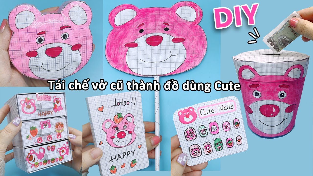 [Tái chế vở cũ] Tổng hợp làm đồ thủ công cute từ giấy học sinh/Paper ...