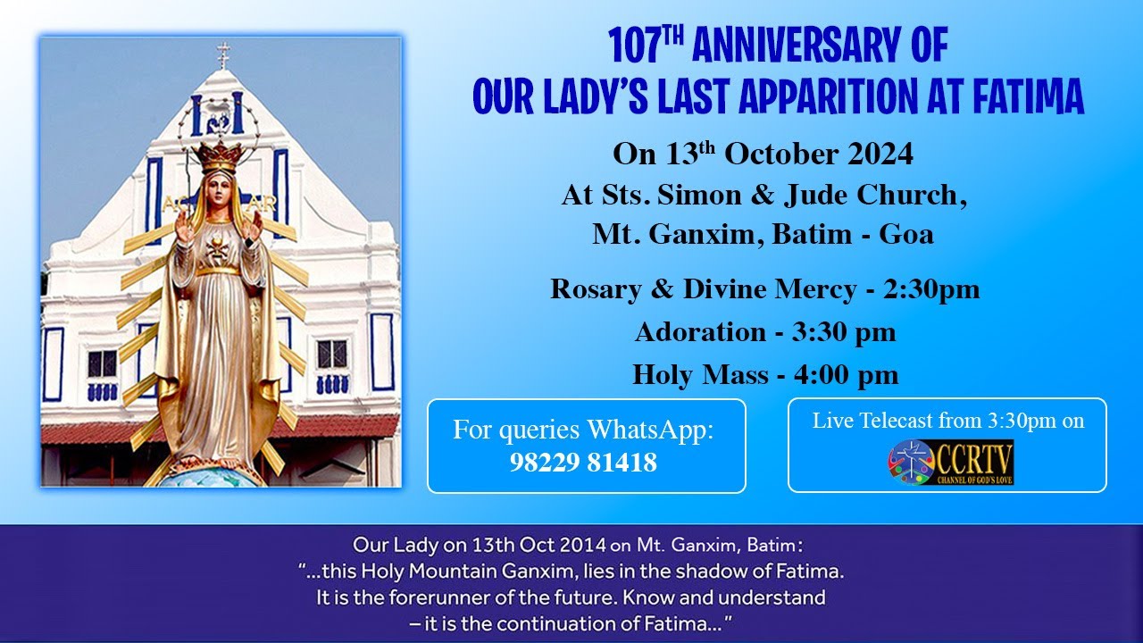 107th Anniversary of Our Lady’s Last Apparition at Fatima - 13th ...