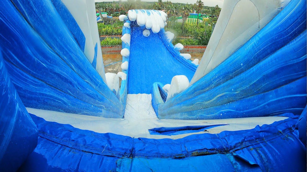 Inflatable Halfpipe Waterslide | Pantai Norasingh Water Park - YouTube