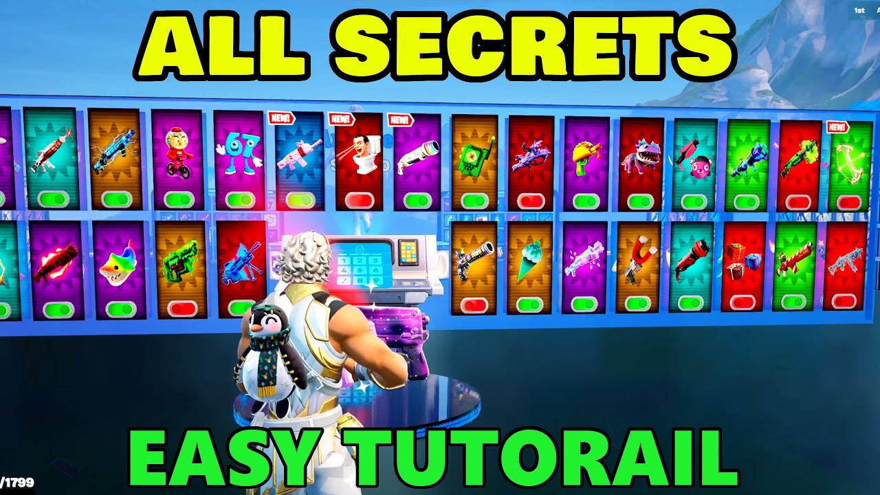 ALL SECRETS LOCATIONS SECRET CODE PART 12 | CRAZY 1V1 FFA - ALL GUNS ...