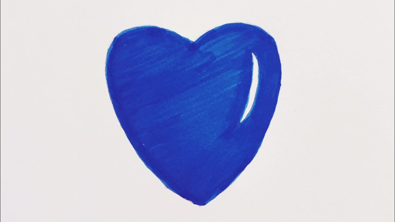 Blue heart drawing with pencil and brushpen. Easy drawing. - YouTube