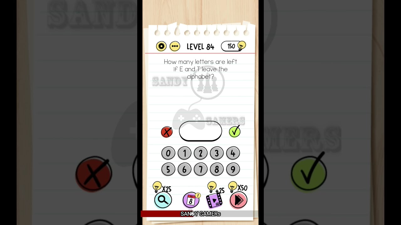 Brain Test Level 84 How Many Letters Are Left If E And T Leave The Brain Test Level 84 How Many Letters Are Left If E And T Leave The