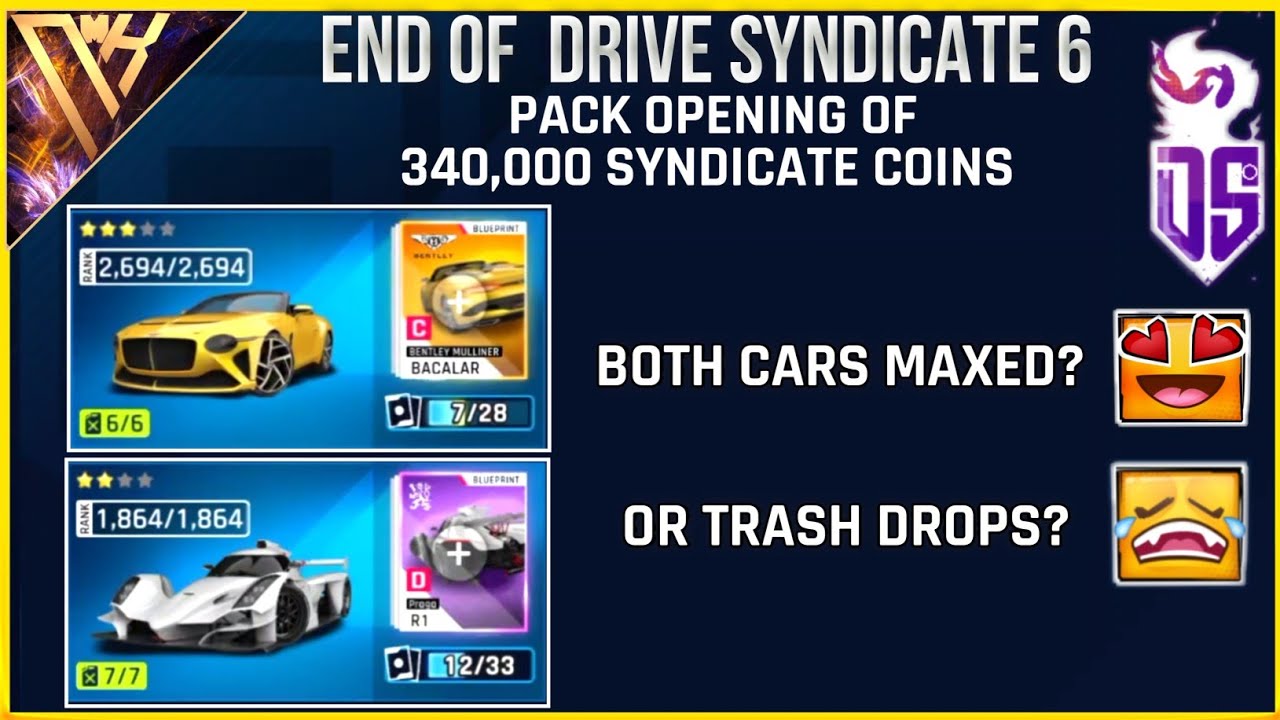 Asphalt 9 | Drive Syndicate 6 | 340k Syndicate Coins dump | Pack ...