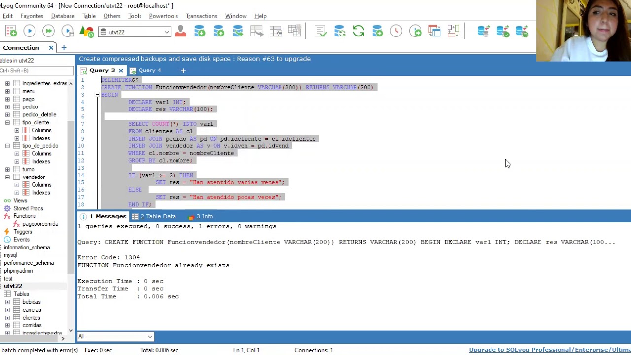 Funciones en SQLyog - YouTube