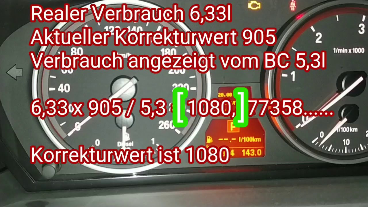 Verbrauchskorrektur im Bordcomputer, Kombiinstrument beim BMW E60/60 ...