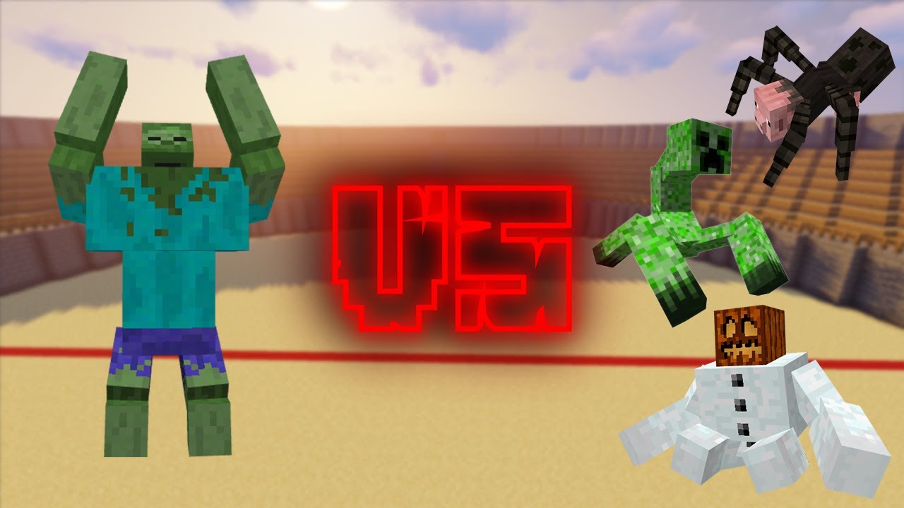 Mutant Zombie vs Mutant Creeper (Spider-Pig, Mutant Snow Golem) - YouTube
