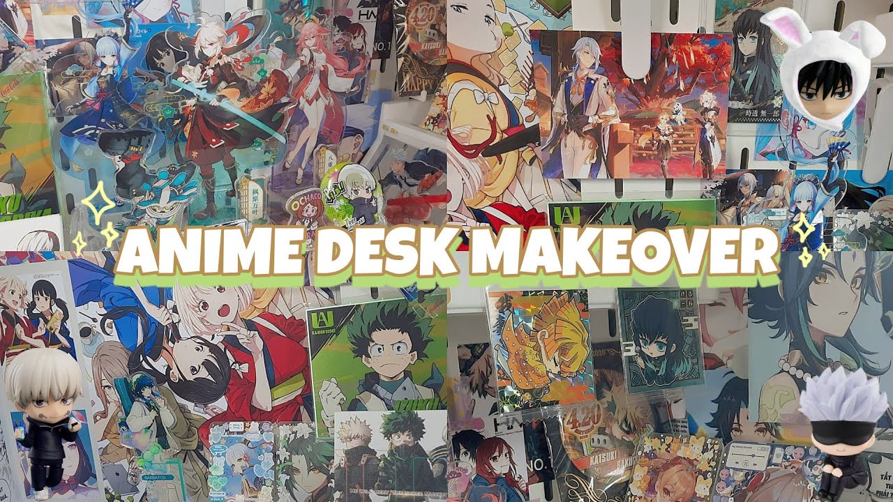 anime desk makeover - unboxing standee, badge, card... - YouTube