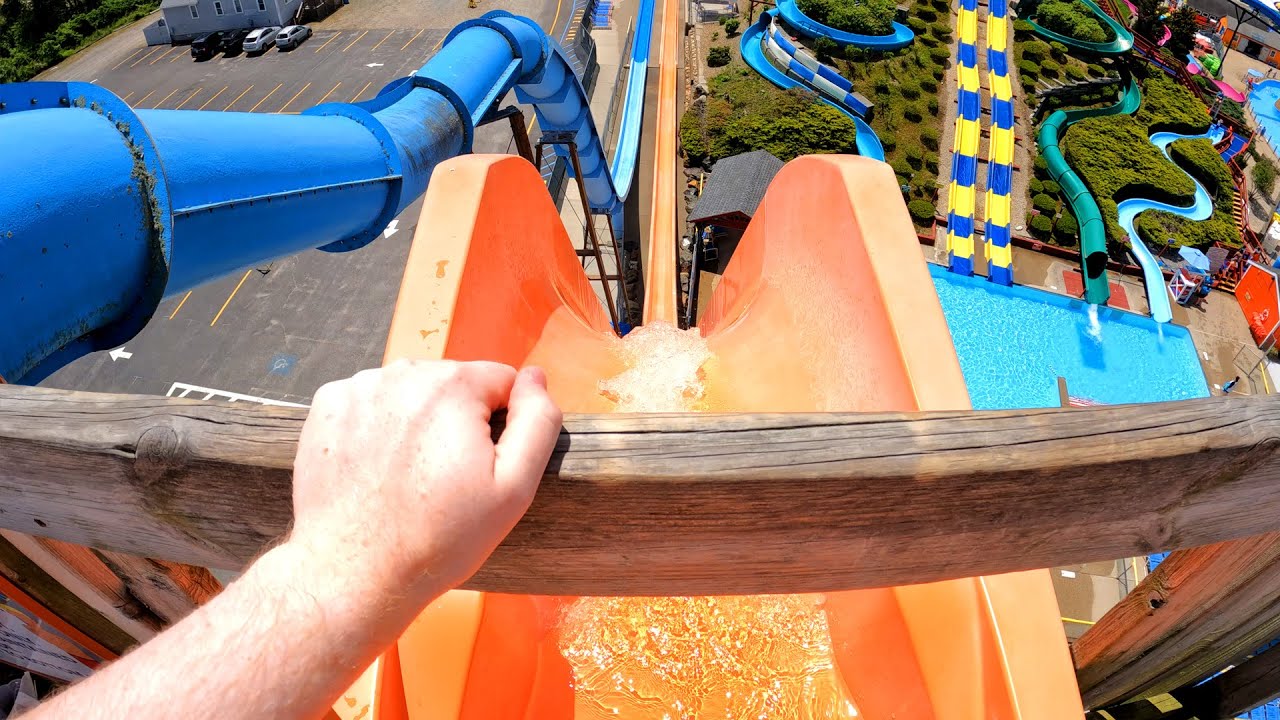 Scary DEVIL'S PEAK Water Slide at Water Wizz of Cape Cod - YouTube