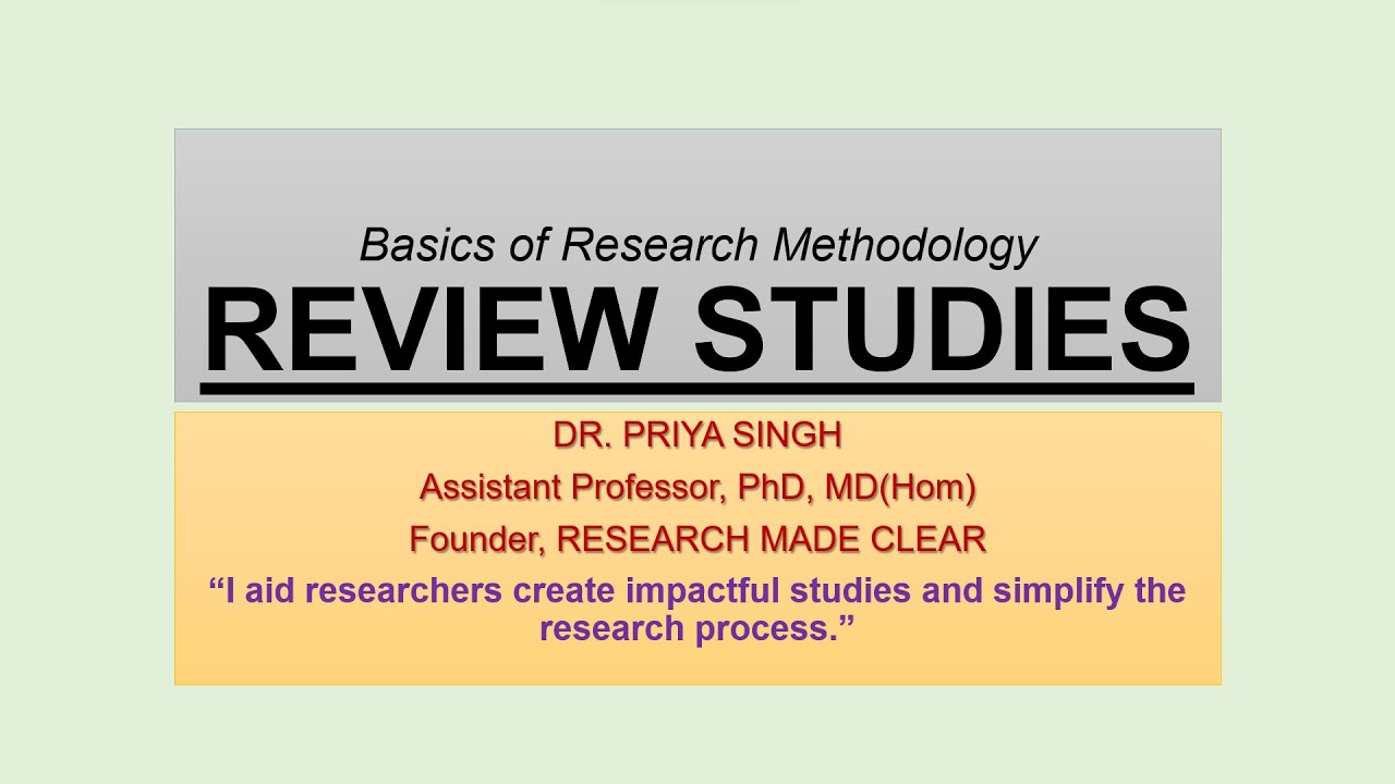 Review Studies Part1 (Types of Review) - YouTube