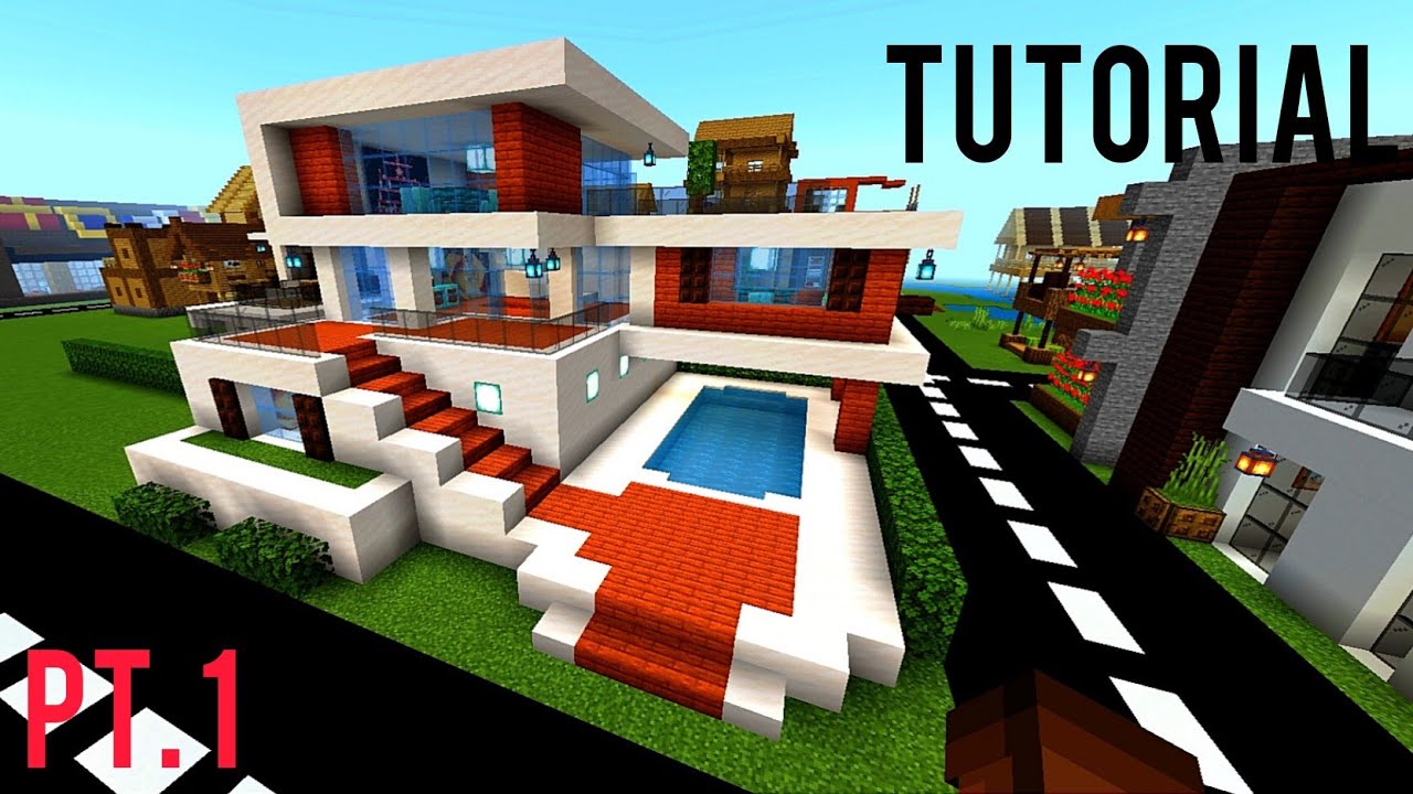 [Minecraft] How to build a big luxury house with a swimming pool in ...