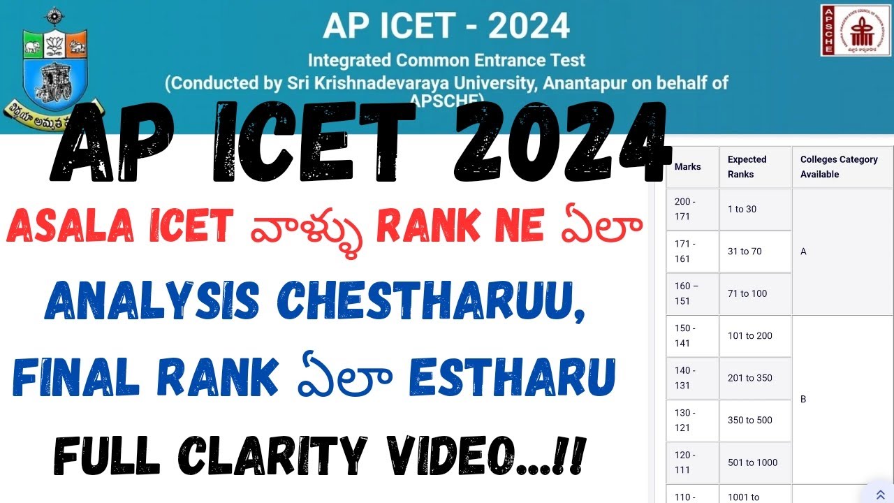AP ICET 2024 HOW TO ANALYSIS FINAL RANK, RESPONSE SHEET, KEY SHEET, - YouTube