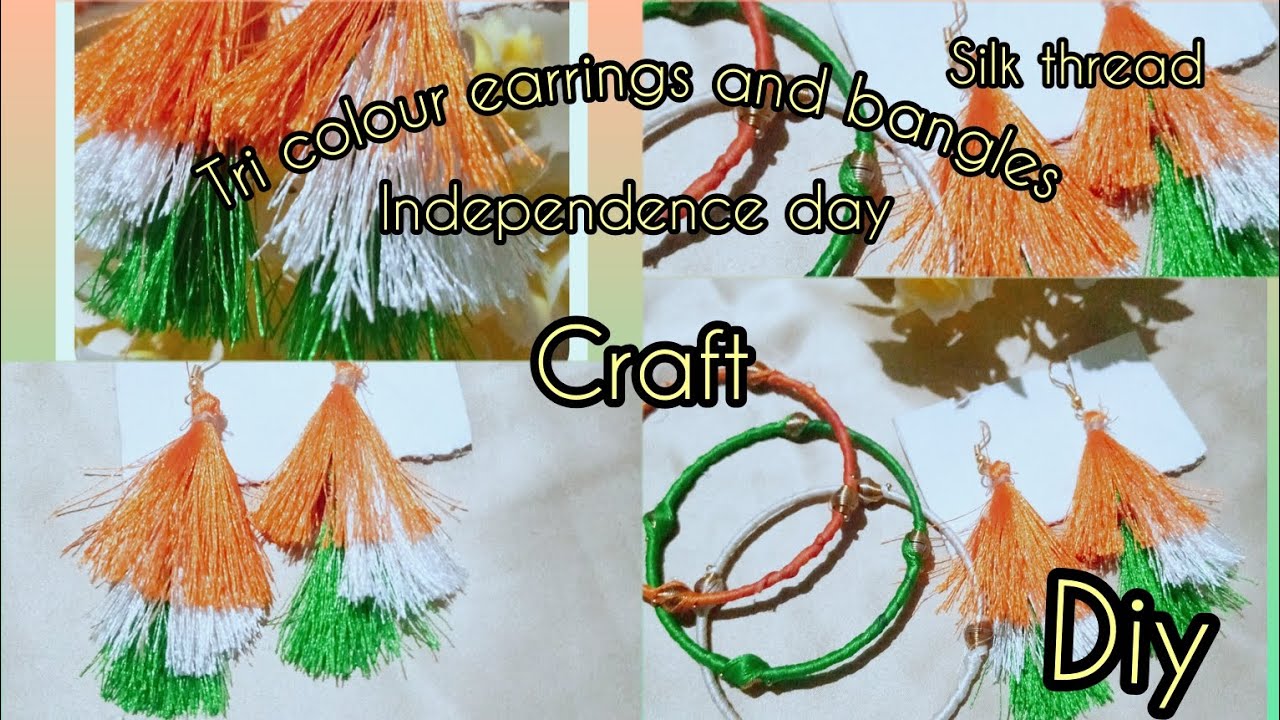 #diy tiranga earrings making with silk thread#republicday#craft#art# ...