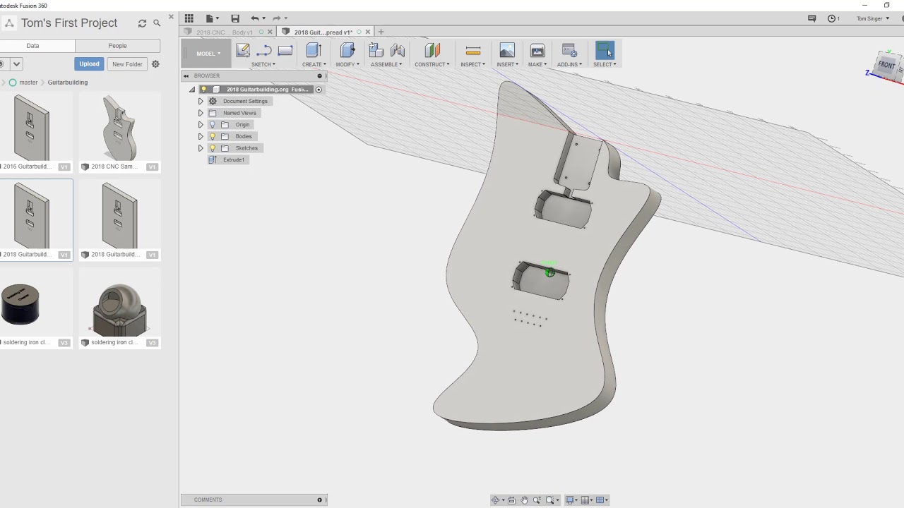 Fusion 360 Guitar body creation Basics - YouTube