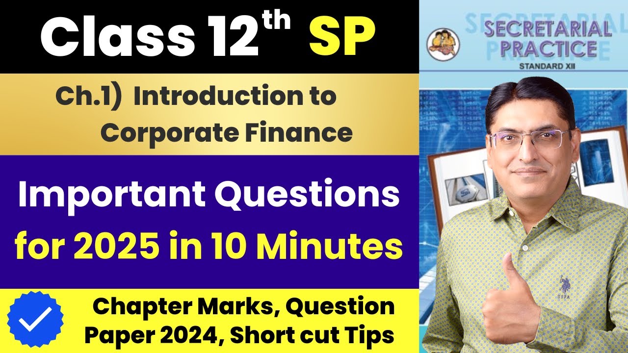 12th SP Important Questions 2025 || Introduction to Corporate Finance ...