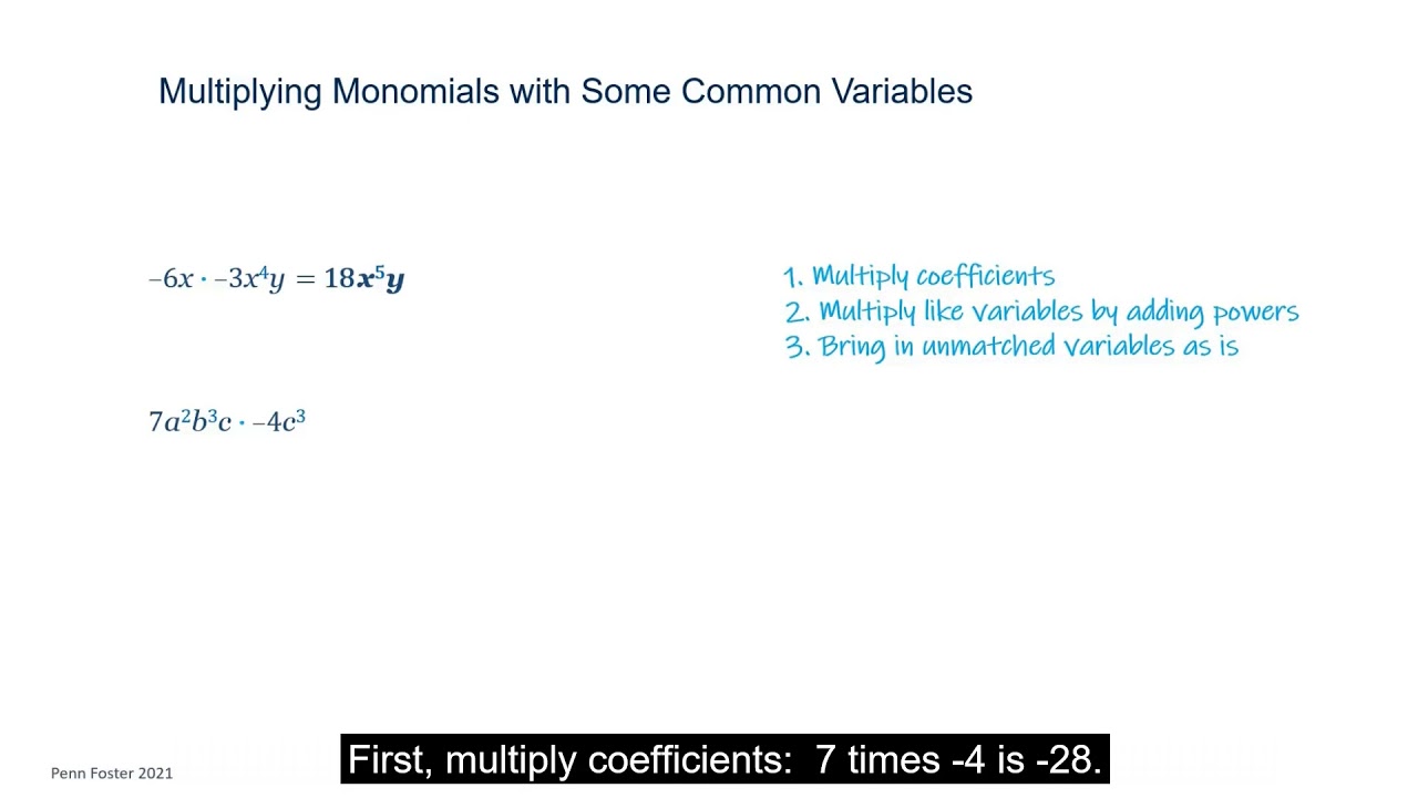 Simplifying Monomials and Polynomials with Multiplication - YouTube