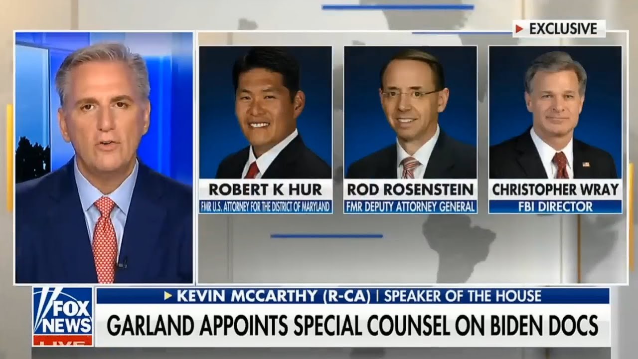 Kevin McCarthy On Russian Hoaxster Robert Hur - YouTube