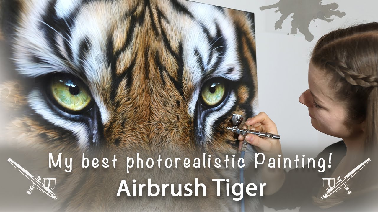 Photorealistic Tiger painting - Freehand Airbrush technique - YouTube