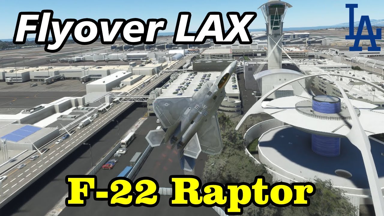 F-22 Raptor Flyover Los Angeles (LAX) Aerobatic Flight And Maneuvering ...
