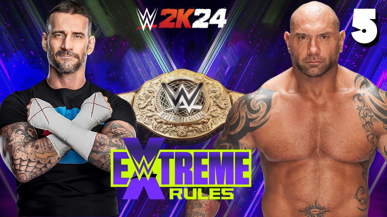 WWE 2K24 Extreme Rules: CM Punk vs Batista For The WWE World ...