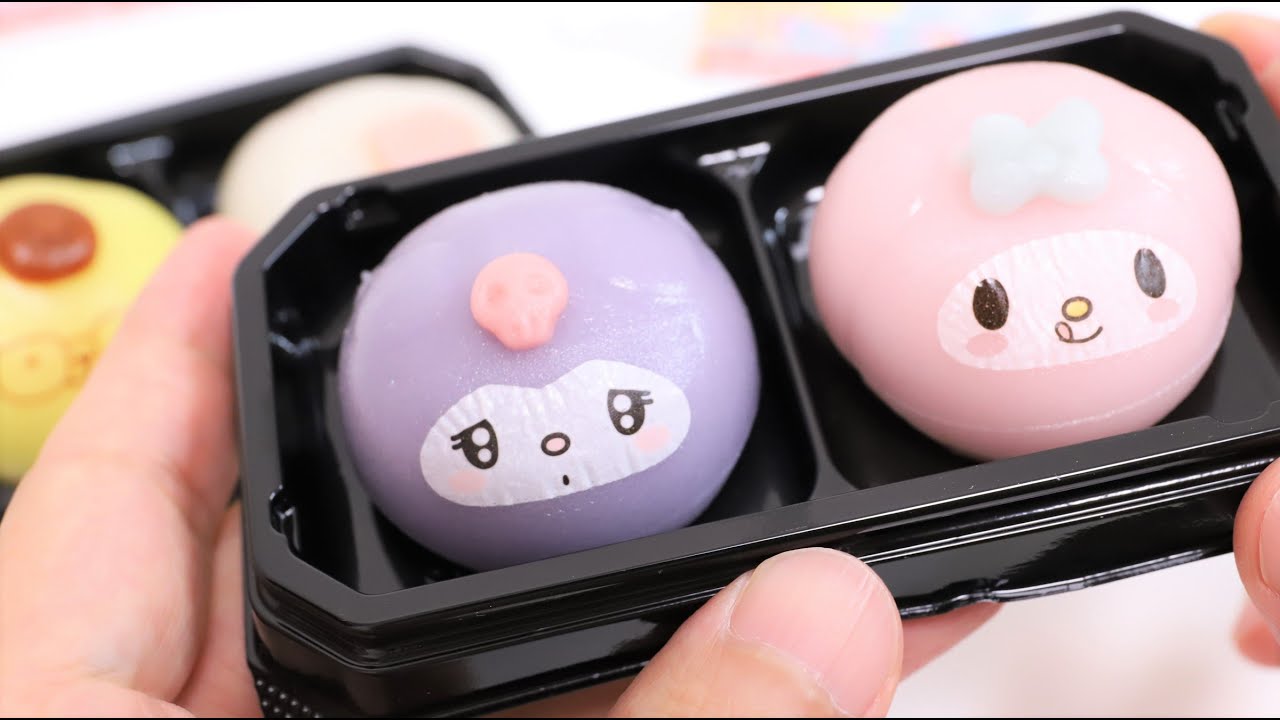 Sanrio Characters Mochi Candy Wagashi Japaense Treats Familymart - YouTube