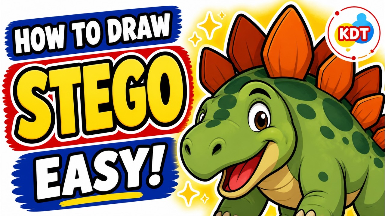 DRAWING FOR KIDS - How to draw a Stegosaurus | Dinosaur - Easy - YouTube
