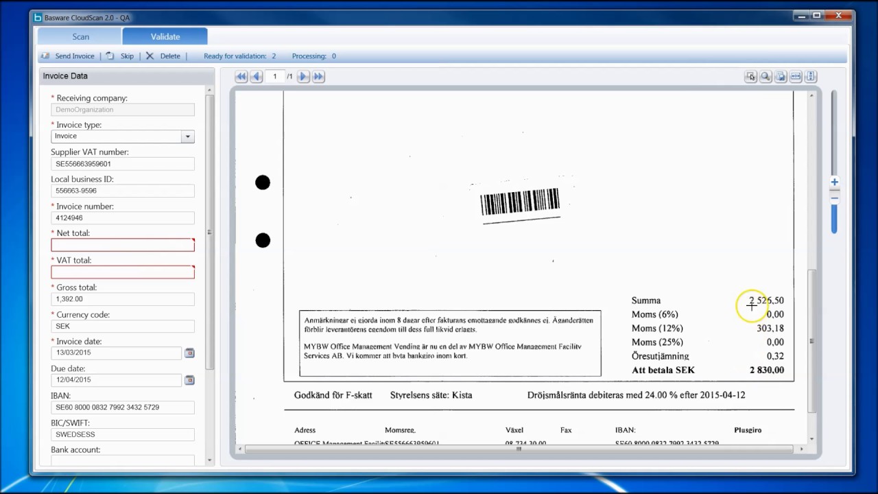 Basware Cloudscan Self-Validation Demo - YouTube