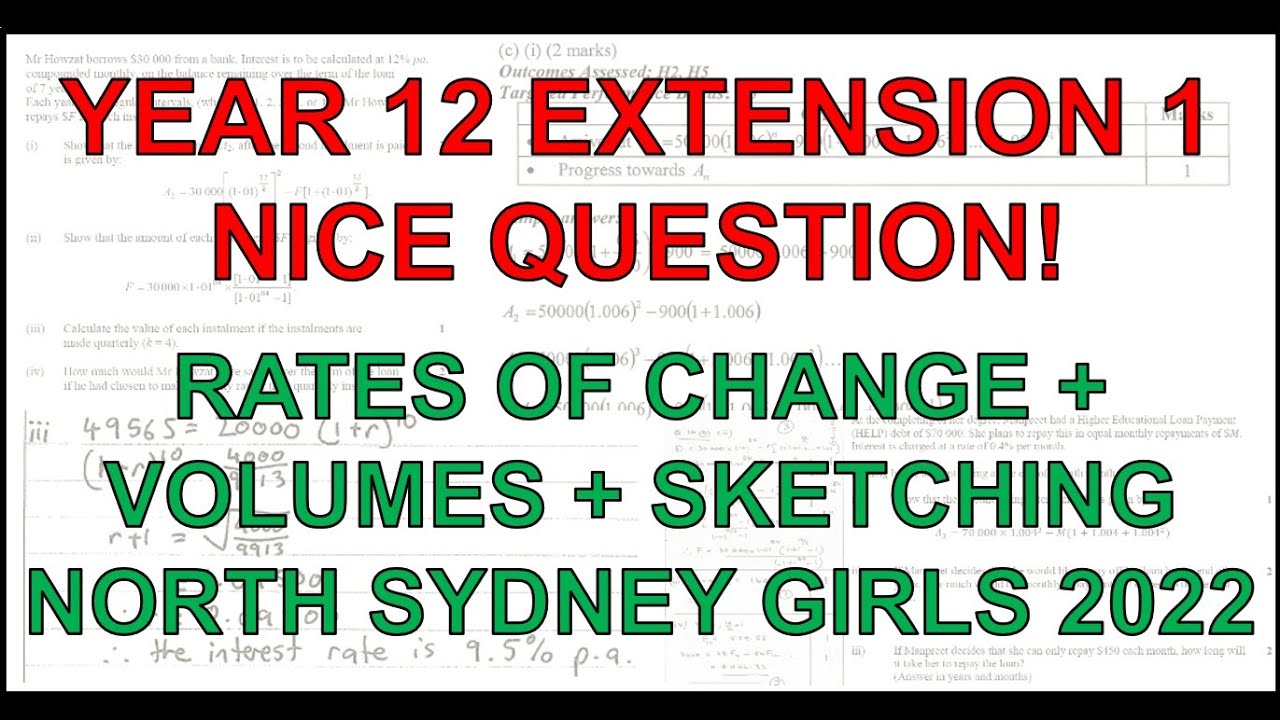 HSC Year 12 Extension 1 (3U) - Nice Question! - Rates of Change (North ...