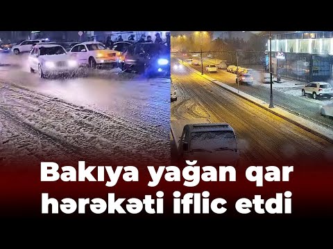 Bakıda qar yolları çətinləşdirir: bir sıra küçələrdə nəqliyyatın hərəkəti məhdudlaşdı