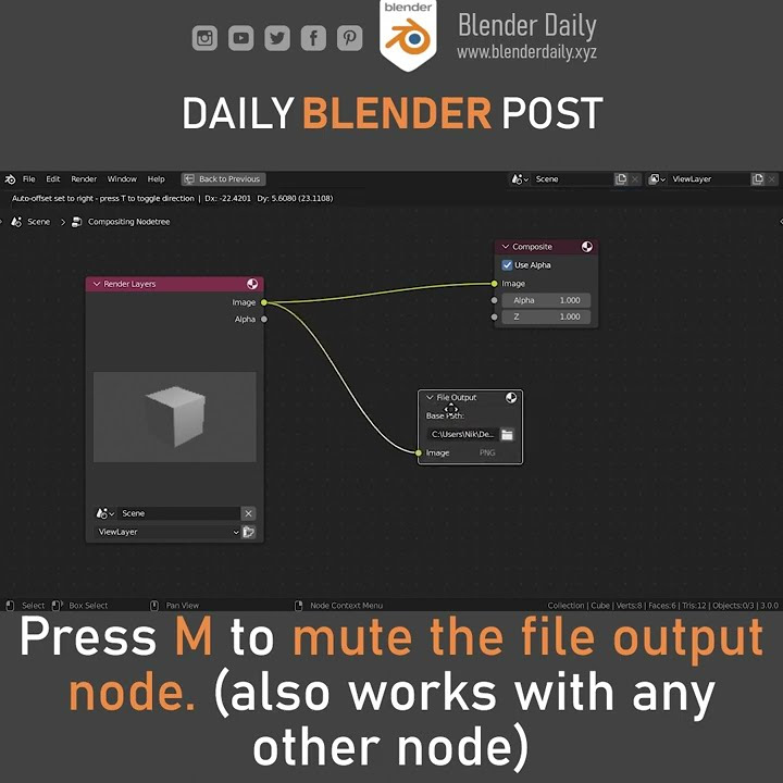 How to mute the File Output Node in Blender - YouTube