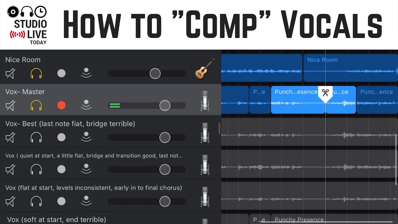 How to "comp" vocals in GarageBand iOS (combine multiple vocal takes ...