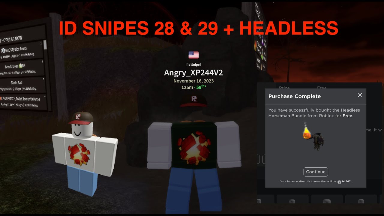 ROBLOX: Headless went FREE & 2 MORE ID SNIPES - YouTube