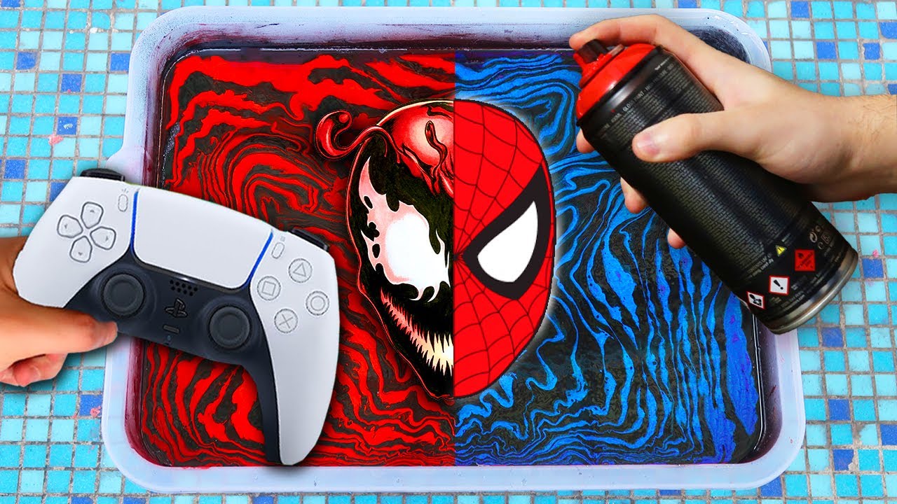 HYDRO Dipping PS5 CONTROLLER !! (PS5 Spider-Man VS Carnage Custom) 🎨 ...