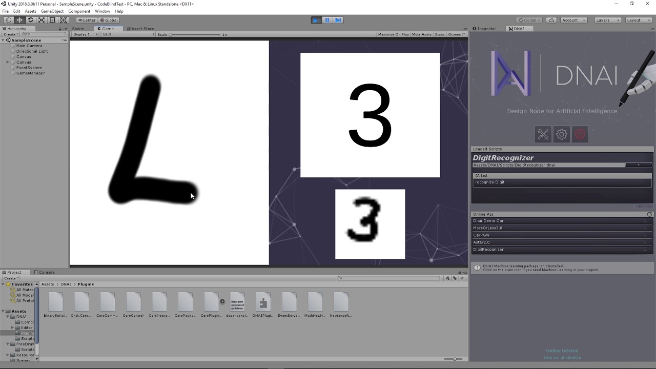Dnai Machine Learning Integration inside Unity 2018.2 - YouTube