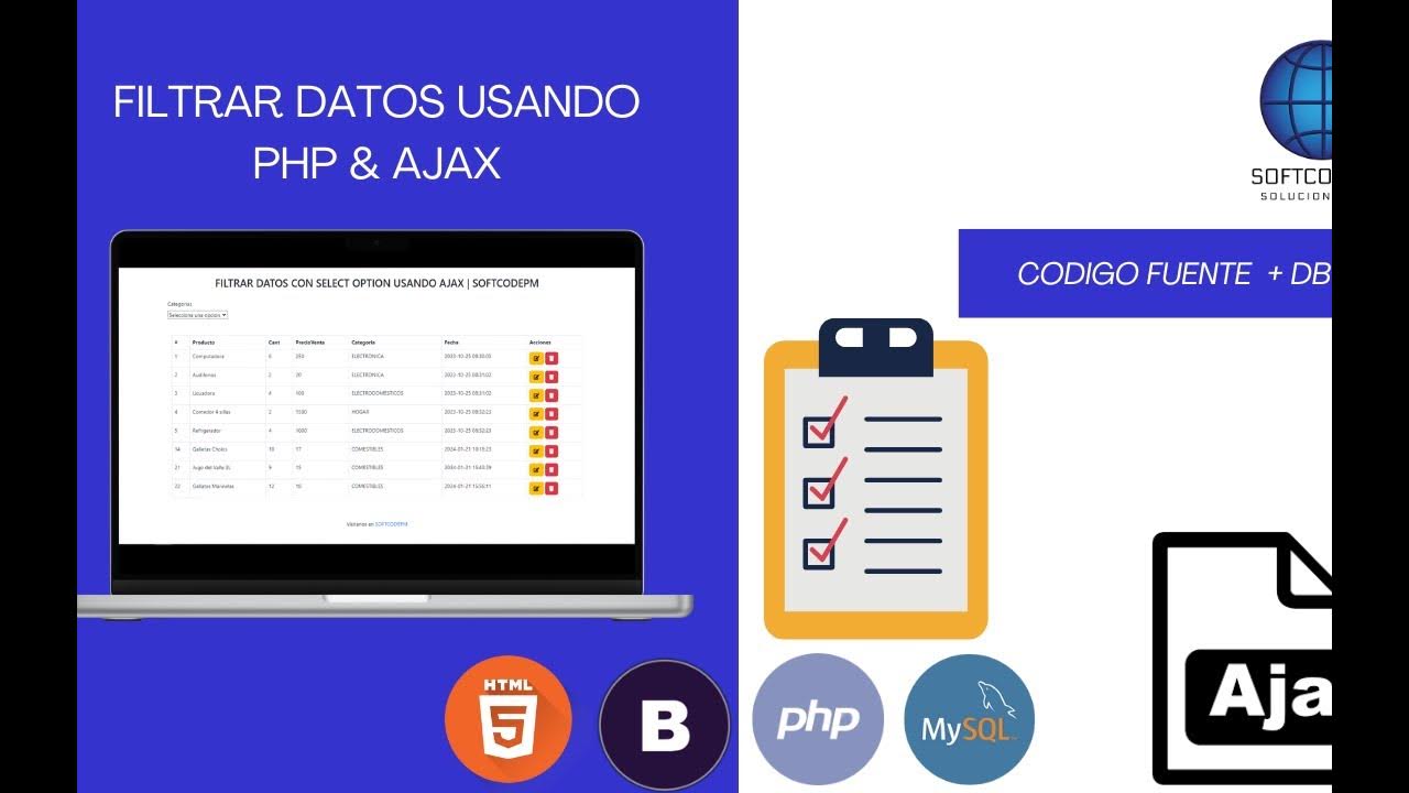 48. Filtrar datos con AJAX usando SELECT OPTION - PHP, AJAX Y MYSQL. - YouTube