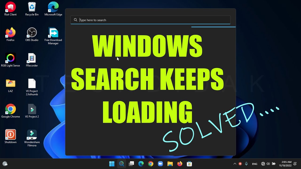 Type Here to Search di Windows 11 Loading Terus (SOLUSI) - YouTube